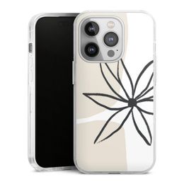 DeinDesign Handyhülle Blume Abstrakt Linien Flower and Cream, Apple iPhone 14 Pro Hülle Bumper Case Handy Schutzhülle, weiß