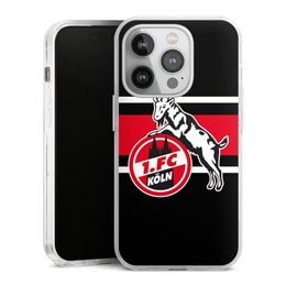 DeinDesign Handyhülle 1. FC Köln Offizielles Lizenzprodukt Colour Stripes 1.FC, Apple iPhone 14 Pro Hülle Bumper Case Handy Schutzhülle, weiß