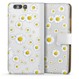 DeinDesign Handyhülle Gänseblume Blumen Motiv ohne Hintergrund, Huawei P10 Hülle Handy Flip Case Wallet Cover Handytasche Leder, weiß