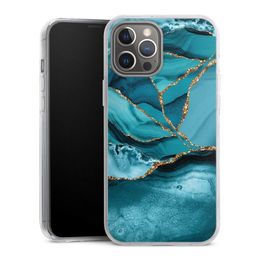 DeinDesign Handyhülle Edelstein Glitzer Look Marmor Eisblaue Marmor Landschaft, Apple iPhone 12 Pro Max Hülle Bumper Case Handy Schutzhülle, weiß
