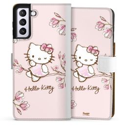 DeinDesign Handyhülle Hello Kitty Fanartikel Hanami Hello Kitty - Magnolia, Samsung Galaxy S21+ 5G Hülle Handy Flip Case Wallet Cover, weiß