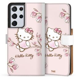DeinDesign Handyhülle Hello Kitty Fanartikel Hanami Hello Kitty - Magnolia, Samsung Galaxy S21 Ultra 5G Hülle Handy Flip Case Wallet Cover, weiß