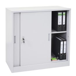 Aktenschrank Preston MCW-F41, Stahlschrank B&uuml;roschrank, mit abschlie&szlig;baren Schiebet&uuml;ren 90x90x45cm ~ grau