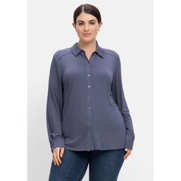 sheego Große Größen: Shirtbluse mit Hemdkragen, aus Viskose, indigo, Gr.58