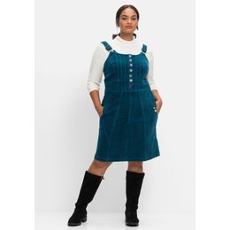 sheego by Joe Browns Große Größen: Latzkleid aus Cord, mit Druckknöpfen und Taschen, petrol, Gr.42