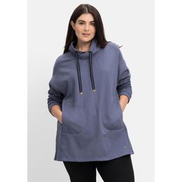 sheego Große Größen: Sweatshirt in A-Linie, mit Taschen und Kragen, indigo, Gr.56/58