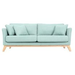 Miliboo Sofa skandinavisch 3 Plätze Hellblau Holzbeine OSLO