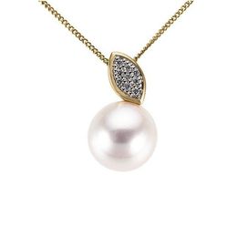 Firetti Perlenanhänger Schmuck Geschenk Gold 333 Halsschmuck Anhänger für Halskette Perle, mit Süßwasserzuchtperle und Brillanten, gelb|goldfarben|weiß