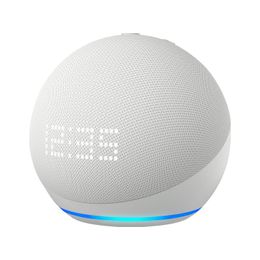 Amazon Echo Dot (5. Gen, 2022) mit Uhr, Alexa Smart Speaker, Weiss