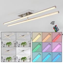 hofstein Noppa Deckenleuchte LED Chrom, Nickel-Matt, 2-flammig, Fernbedienung, Farbwechsler