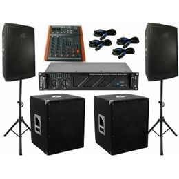 DSX Das PA Set DJ 3Wege 25 cm Boxen Stativ 38 cm Subwoofer Musiker 3040W 2 Lautsprecher (1400 W)