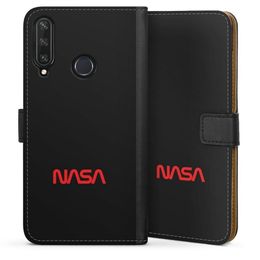 DeinDesign Handyhülle Logo Nasa Weltall Nasa, Huawei Y6p Hülle Handy Flip Case Wallet Cover Handytasche Leder, schwarz