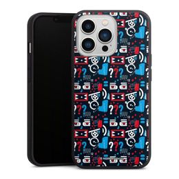 DeinDesign Handyhülle Die drei Fragezeichen Muster Offizielles Lizenzprodukt, Apple iPhone 13 Pro Silikon Hülle Premium Case Handy Schutzhülle