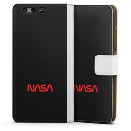 DeinDesign Handyhülle Logo Nasa Weltall Nasa, Huawei P10 Hülle Handy Flip Case Wallet Cover Handytasche Leder, weiß