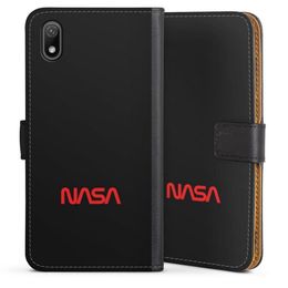 DeinDesign Handyhülle Logo Nasa Weltall Nasa, Huawei Y5 (2019) Hülle Handy Flip Case Wallet Cover Handytasche Leder, schwarz