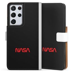 DeinDesign Handyhülle Logo Nasa Weltall Nasa, Samsung Galaxy S21 Ultra 5G Hülle Handy Flip Case Wallet Cover, weiß