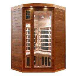 Dewello® Infrarotkabine Infrarotsauna LAKEFIELD PRO Zeder 140cm x 140cm inkl. 4 Duo-Strahler, 2 Vollspektrumstrahler, 2 Karbonstrahler