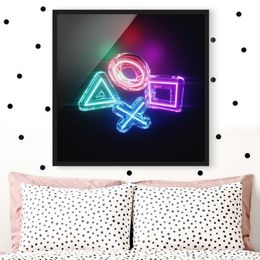 Bild mit Rahmen Neon Kreis Quadrat Dreieck X
