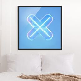 Bild mit Rahmen Neon Gamer Symbol X