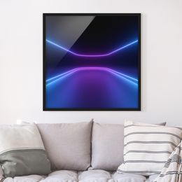 Bilderwelten Bild mit Rahmen blau Neon Art inkl. Rahmung - Neonlichter - Deko Jugendzimmer