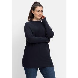 sheego Große Größen: Pullover mit Stehkragen, in flauschiger Qualität, nachtblau, Gr.56/58