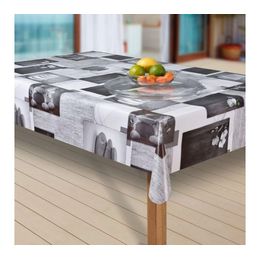 laro Tischdecke Wachstuch-Tischdecken Abwaschbar Steine grau weiss rechteckig