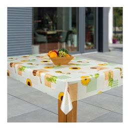 laro Tischdecke Wachstuch-Tischdecken Abwaschbar Sonnenblume Olive grün rechteckig
