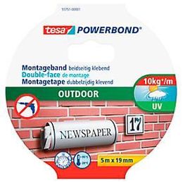 Tesa® Klebeband Powerbond® Outdoor, doppelseitig, für den Außenbereich, wetterfest, UV-beständig, L 5 m x B 19 mm, grün
