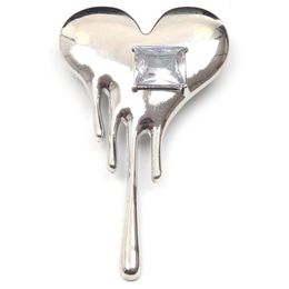 Firetti Brosche Schmuck Geschenk Ansteckschmuck Herz mit großem Stein glitzernd, mit Glassteinen, silberfarben|weiß