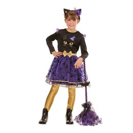 buttinette Kinderkleid "Katze", lila/schwarz