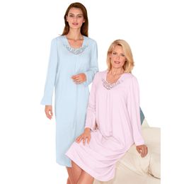 Nachthemd Ascafa "Kurzarm-Nachthemden" Gr. 52/54, Langarm, bunt (hellblau, rosé) Damen Kleider Nachthemden