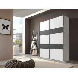 freiraum Schwebetürenschrank Chess (BxH: 135x198 cm) in WEISS + GRAPHIT mit 2 Türen und 2 Einlegeböden