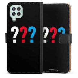 DeinDesign Handyhülle Die drei ??? Logo Offizielles Lizenzprodukt Drei Fragezeichen Logo, Samsung Galaxy A22 4G Hülle Handy Flip Case Wallet Cover