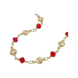 Gallay Kette ohne Anhänger Kette 5mm Fantasie Herz und Glasperle rot AMD 42cm (1-tlg)