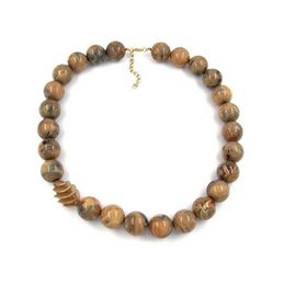 Gallay Perlenkette Kette Perlen und Spirale braun marmor (1-tlg)