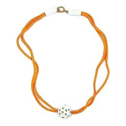 Gallay Perlenkette Kette Perle weiß-gold Kordel orange (1-tlg)
