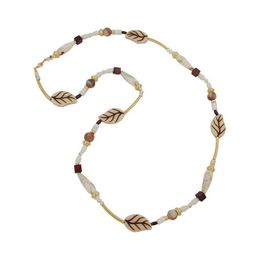 Gallay Perlenkette Kette Blätter beige-braun (1-tlg)