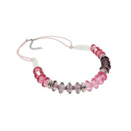 Gallay Perlenkette Kette Facettenperle rosa-pink Kordel 45cm (1-tlg)