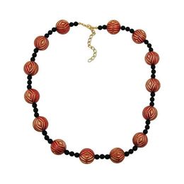 Gallay Perlenkette Kette Schmuckperle rot-goldfarben schwarz (1-tlg)