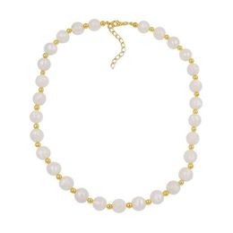 Gallay Perlenkette Kette Perle seide-weiß