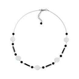Gallay Perlenkette Drahtkette Schliff-Linse schwarz-weiß Kunststoffperlen 45cm (1-tlg)