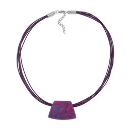 Gallay Perlenkette Kunststoffperle Trapez lila-pink-blau glänzend Kordel dunkellila 45cm (1-tlg)