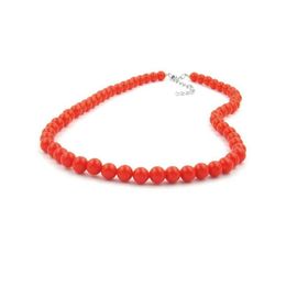 Gallay Perlenkette 8mm Kunststoffperlen orange-rot-glänzend 60cm (1-tlg)