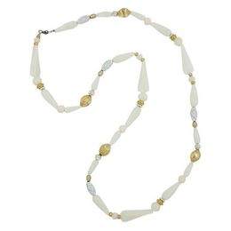 Gallay Perlenkette Kunststoffperlen cremefarben goldfarben extra lang 110cm (1-tlg)