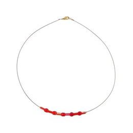 Gallay Perlenkette Drahtkette mit Glasperlenröhrchen und Perle in rot-rot AB 40cm (1-tlg)