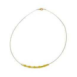 Gallay Perlenkette Drahtkette mit Glasperlenröhrchen und Perle in gelb-gelb AB 40cm (1-tlg)