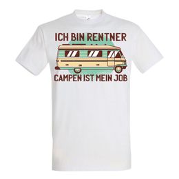 Youth Designz T-Shirt Ich bin Rentner Campen ist mein Job Herren T-Shirt mit Trendigem Frontdruck, weiß, M, Weiss