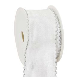 buttinette Aida-Stickband, weiß/silber, Breite: 5 cm, 5-m Rolle