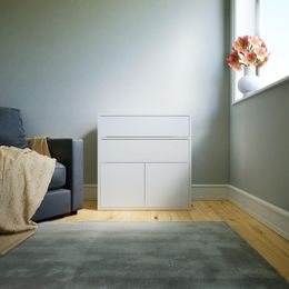MYCS Kommode Weiß - Lowboard: Schubladen in Weiß & Türen in Weiß - Hochwertige Materialien - 77 x 79 x 34 cm, konfigurierbar