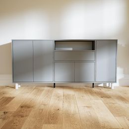 MYCS Sideboard Grau - Sideboard: Schubladen in Grau & Türen in Grau - Hochwertige Materialien - 190 x 91 x 34 cm, konfigurierbar